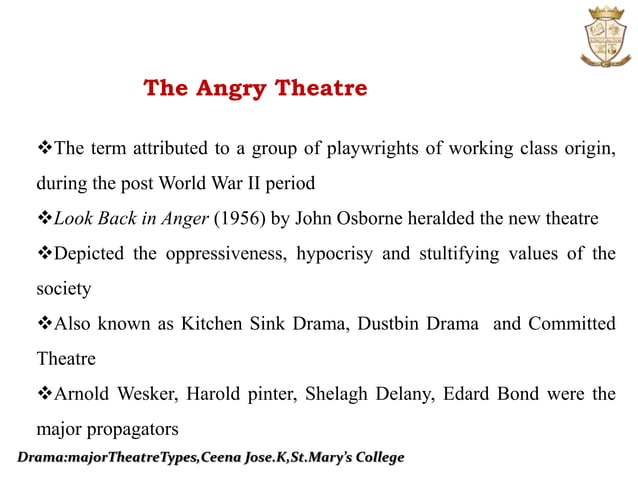 English:Drama: Major Theatre Types | PPTX