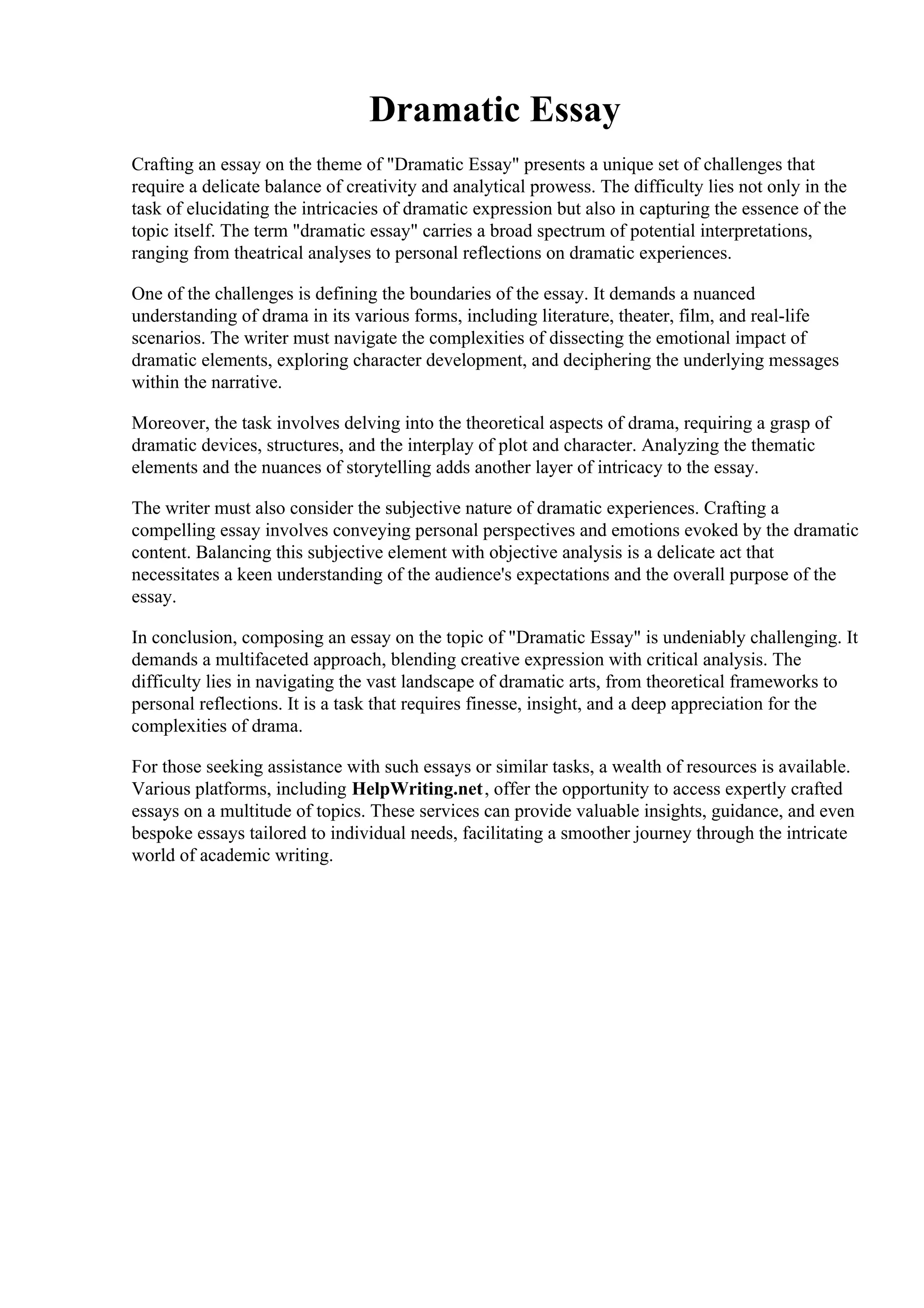 Dramatic Essay | PDF