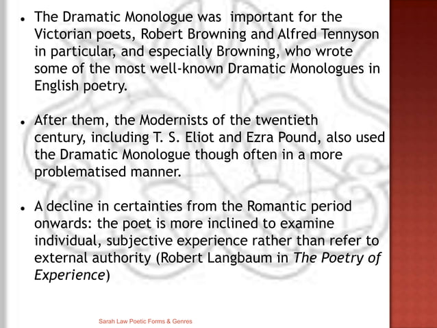 Dramatic monologue | PPTX | Genres
