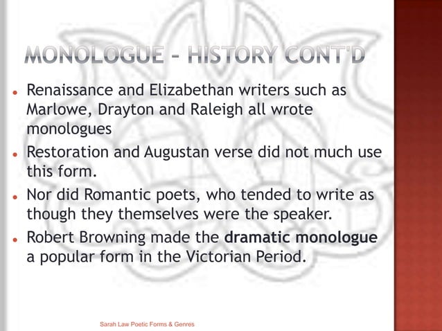 Dramatic monologue | PPTX | Genres