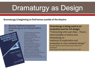 Dramaturgy as design | PPTX | Drama | Genres