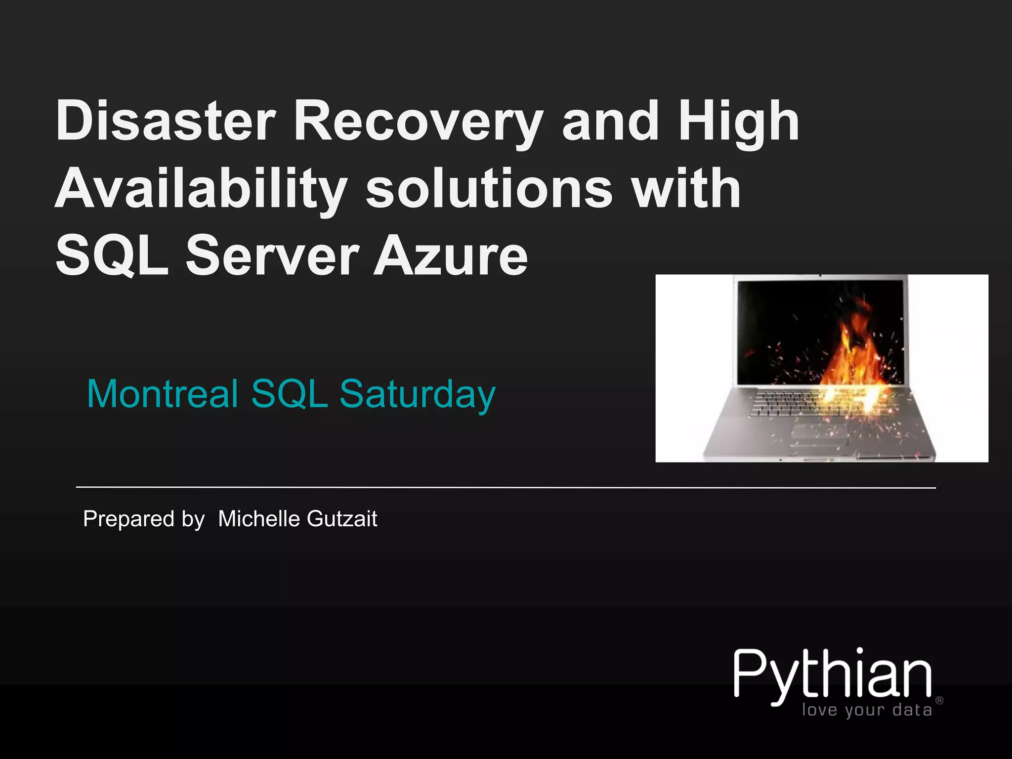 Dr and ha solutions with sql server azure | PPT