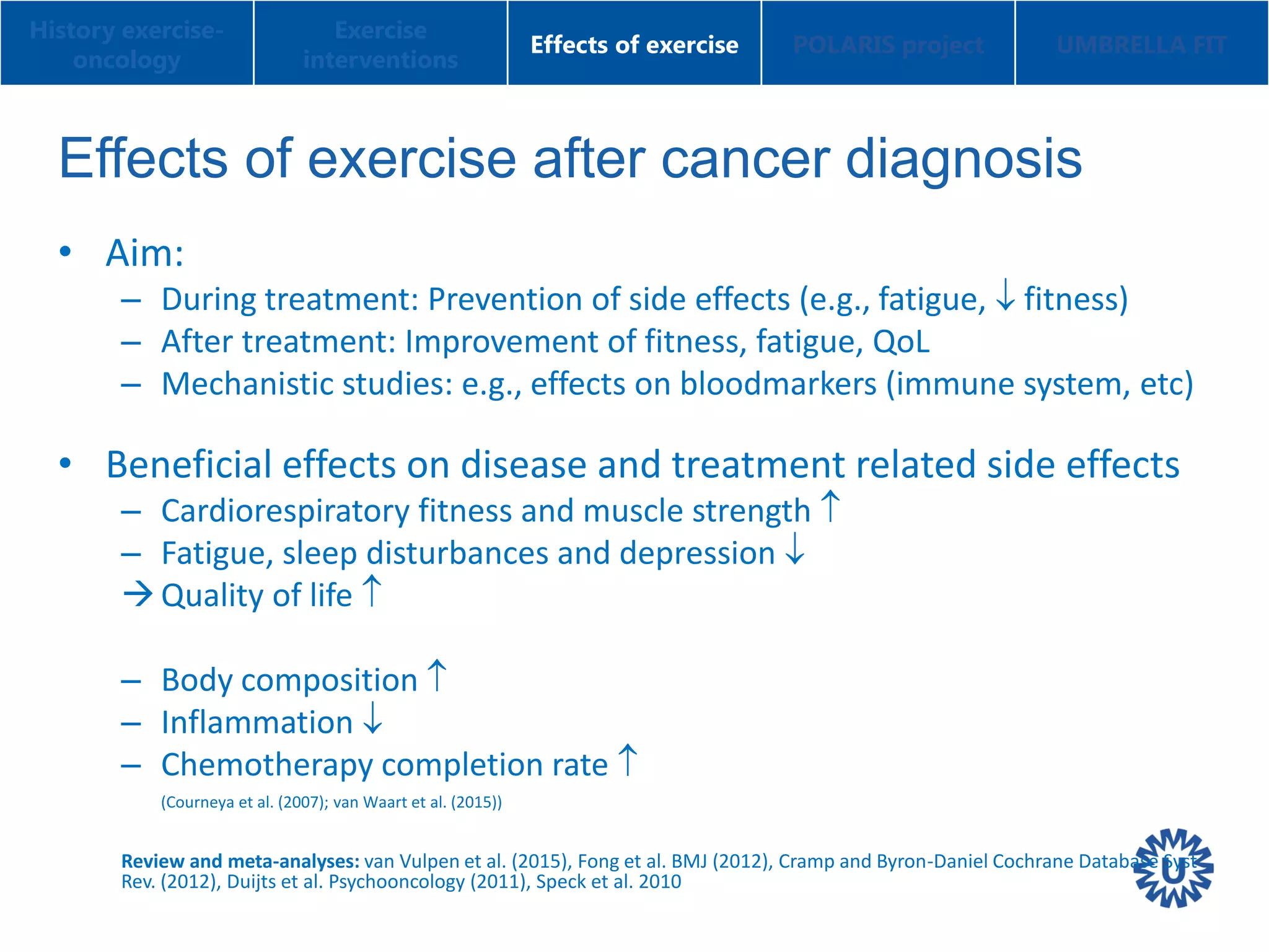 Physical exercise interventions in cancer survivors: Effects and ...