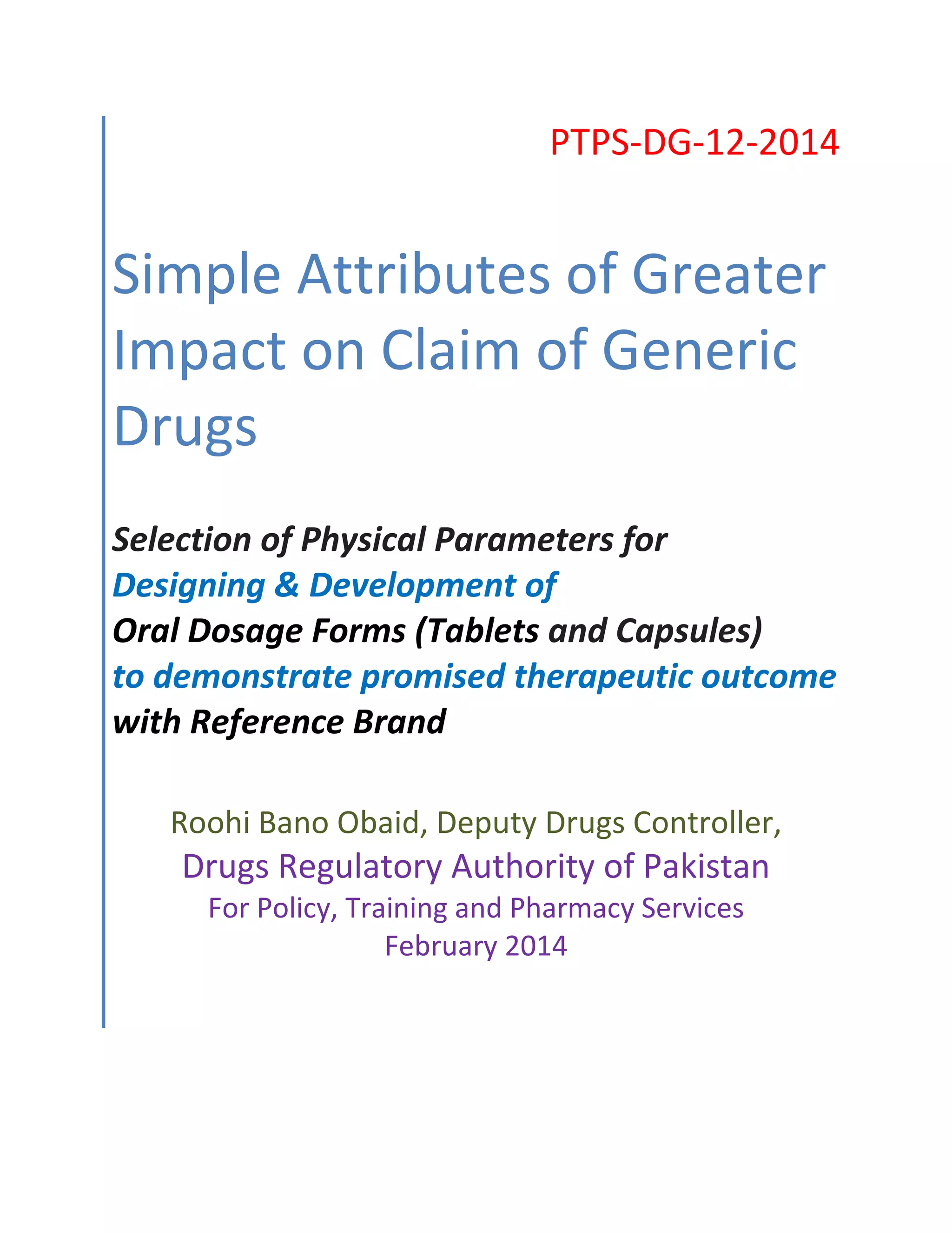 Draft Guidance on Physical Attributes of Tabs & Caps | PDF