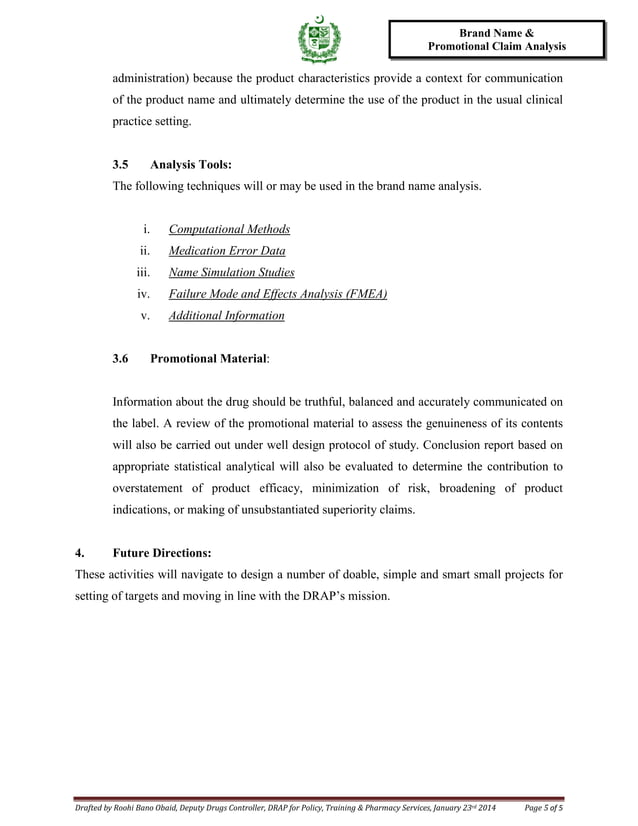 Draft Policy on Brand Name Analysis | PDF