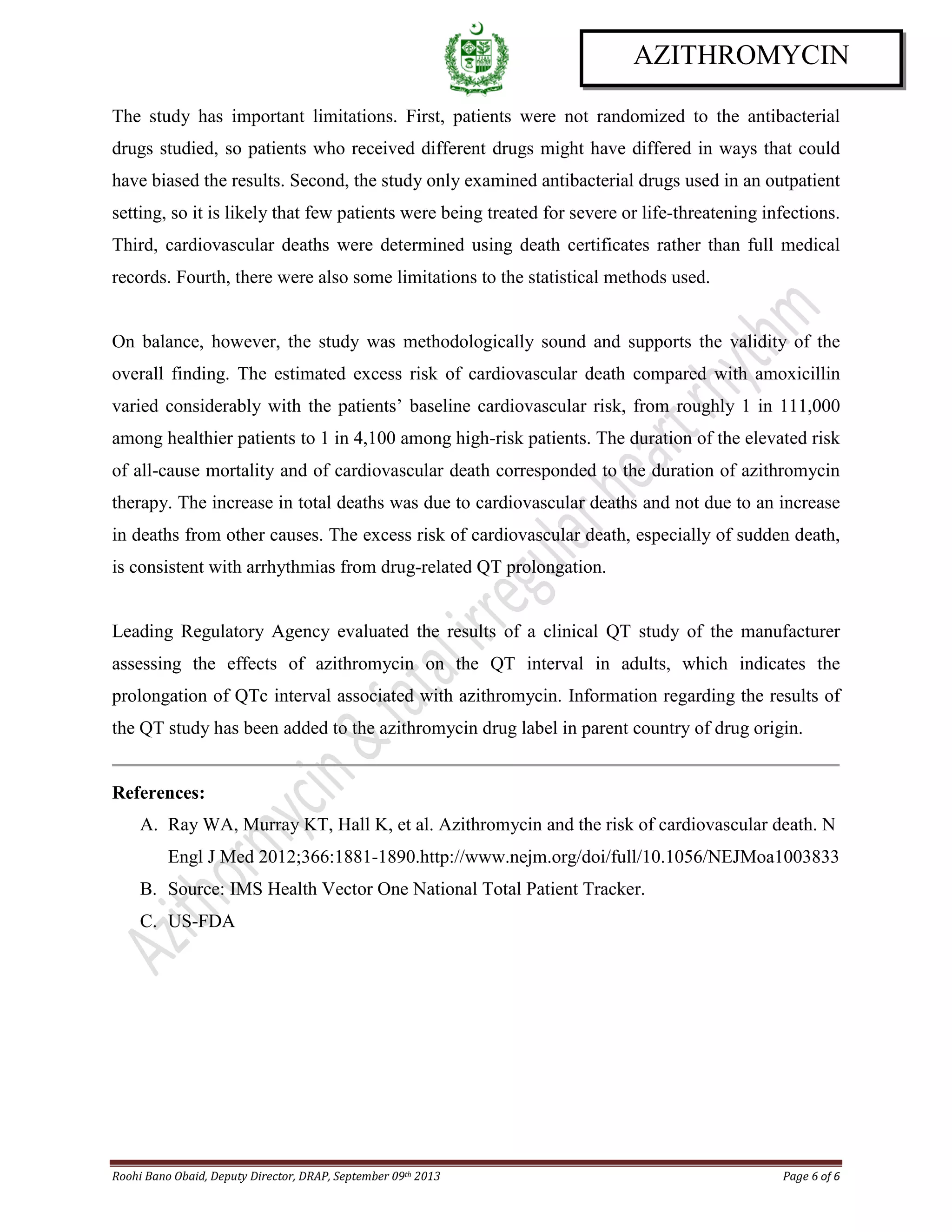 Drug Safety Alert 2 Azithromycin | PDF