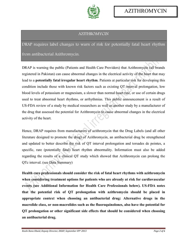 Drug Safety Alert 2 Azithromycin | PDF