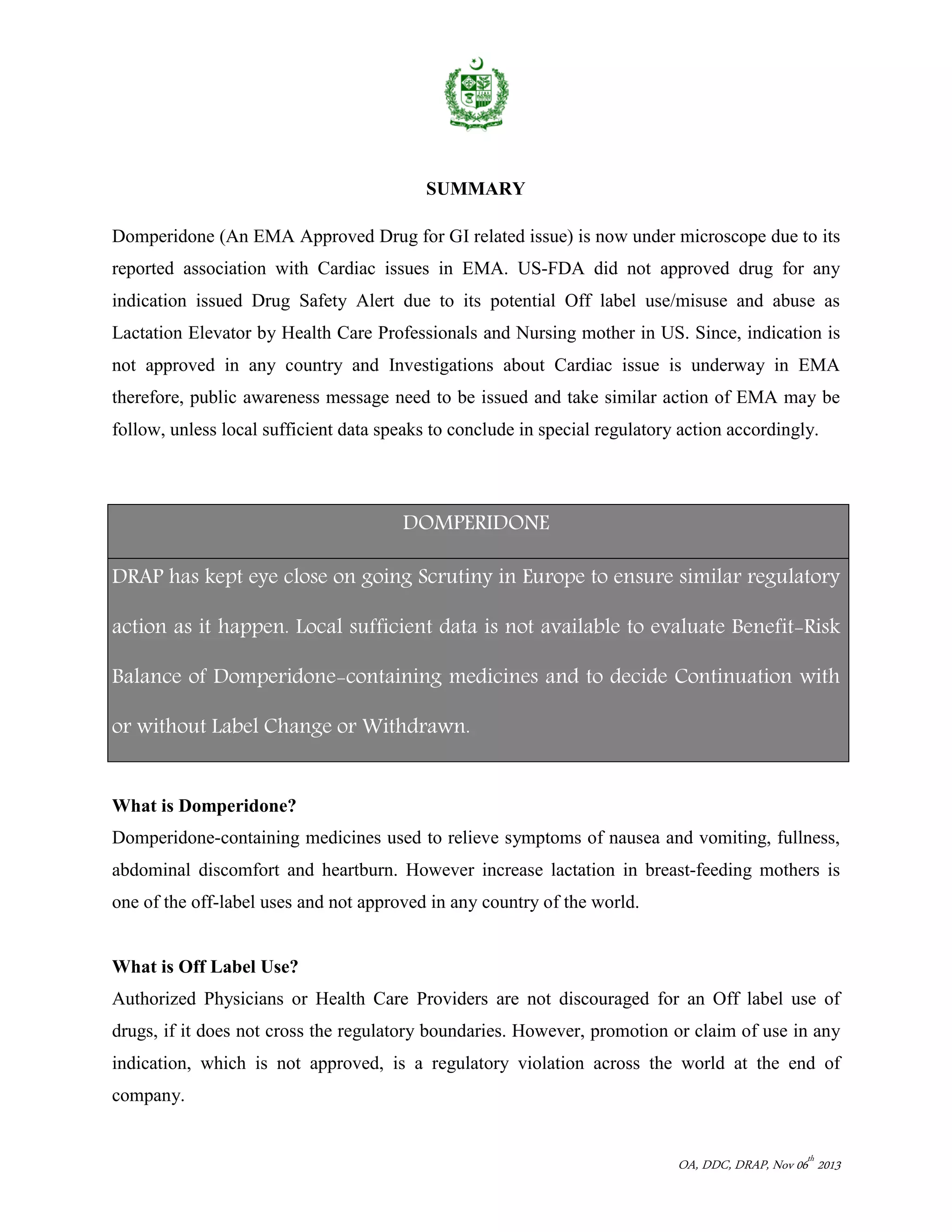 Drug Safety Alert 3 Domperidone | PDF