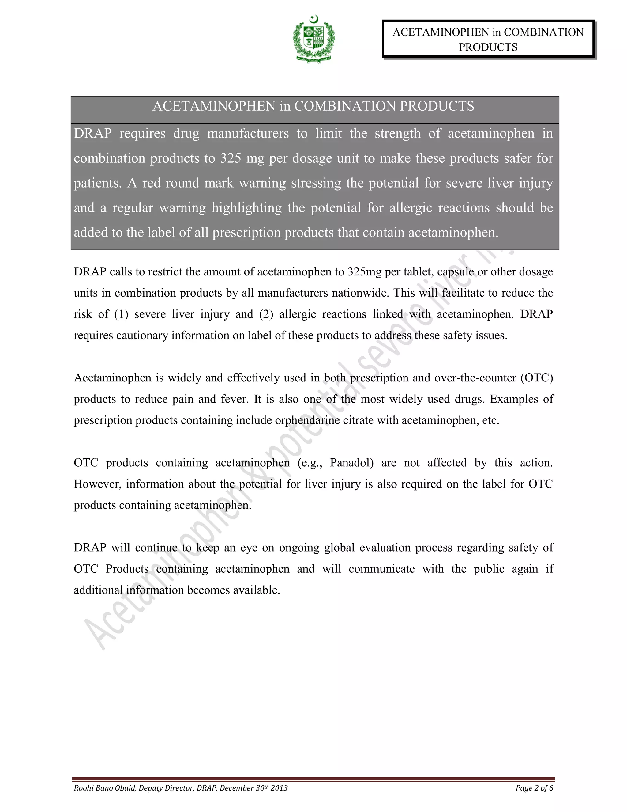 Drug Safety Alert 6 Acetaminophen | PDF