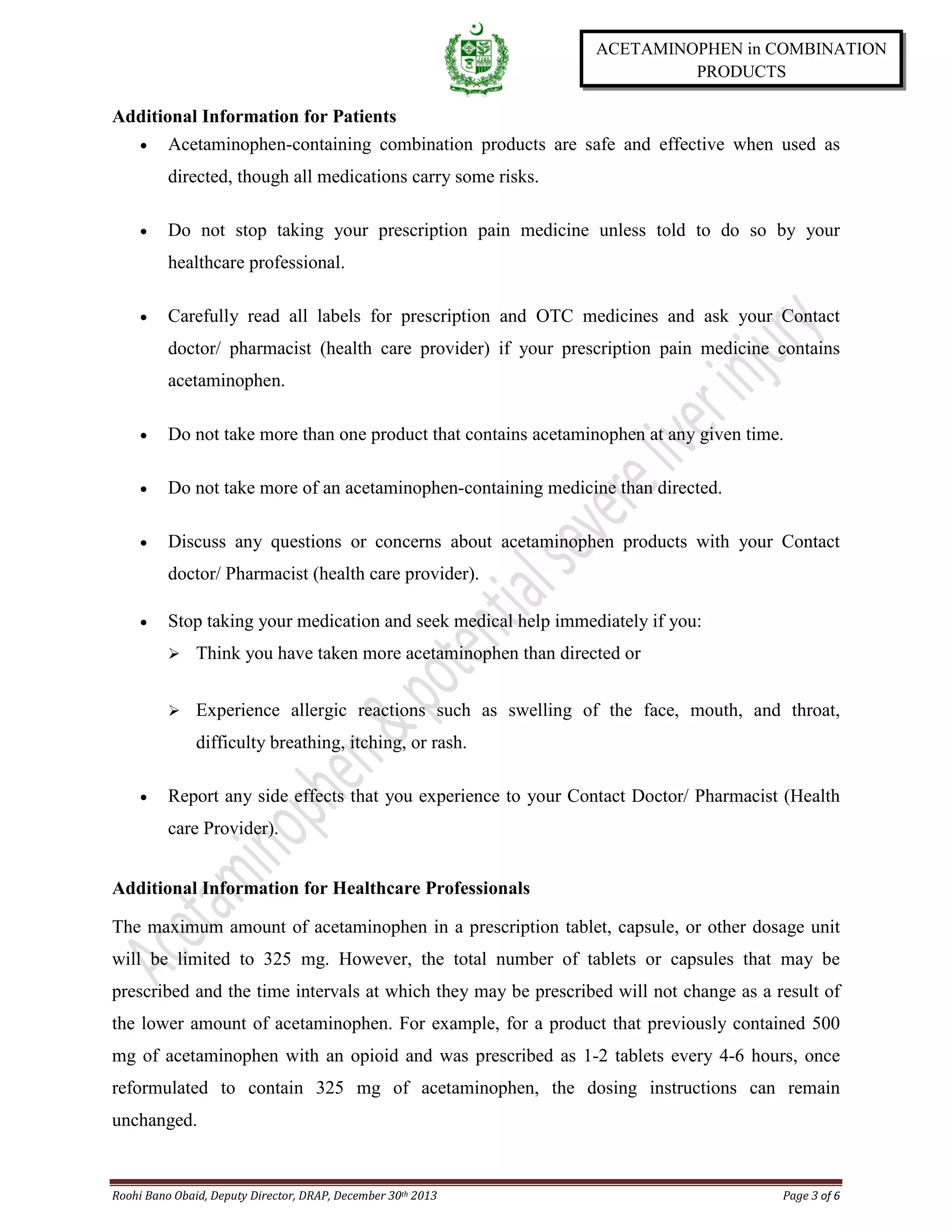 Drug Safety Alert 6 Acetaminophen | PDF