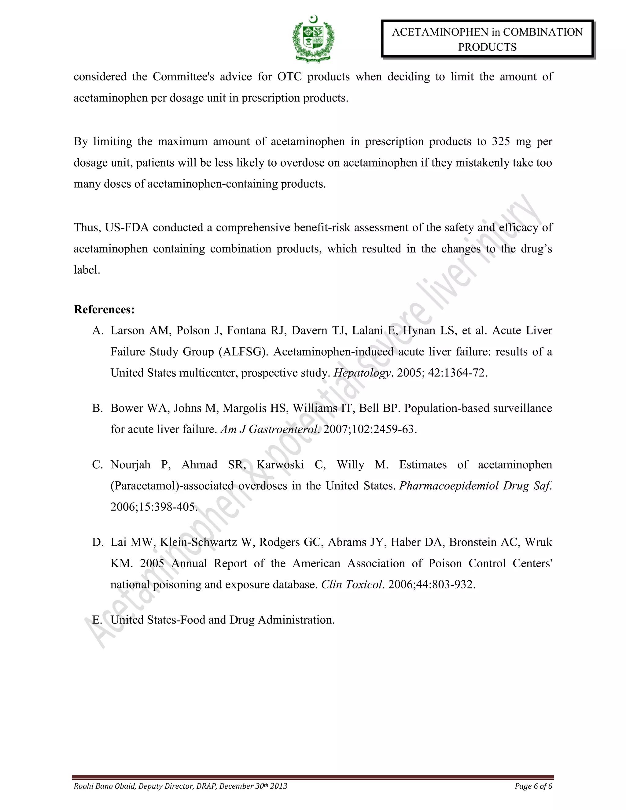 Drug Safety Alert 6 Acetaminophen | PDF