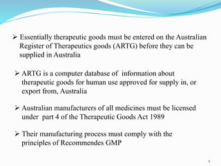 Therapeutics goods administration & Row Countries | PPTX