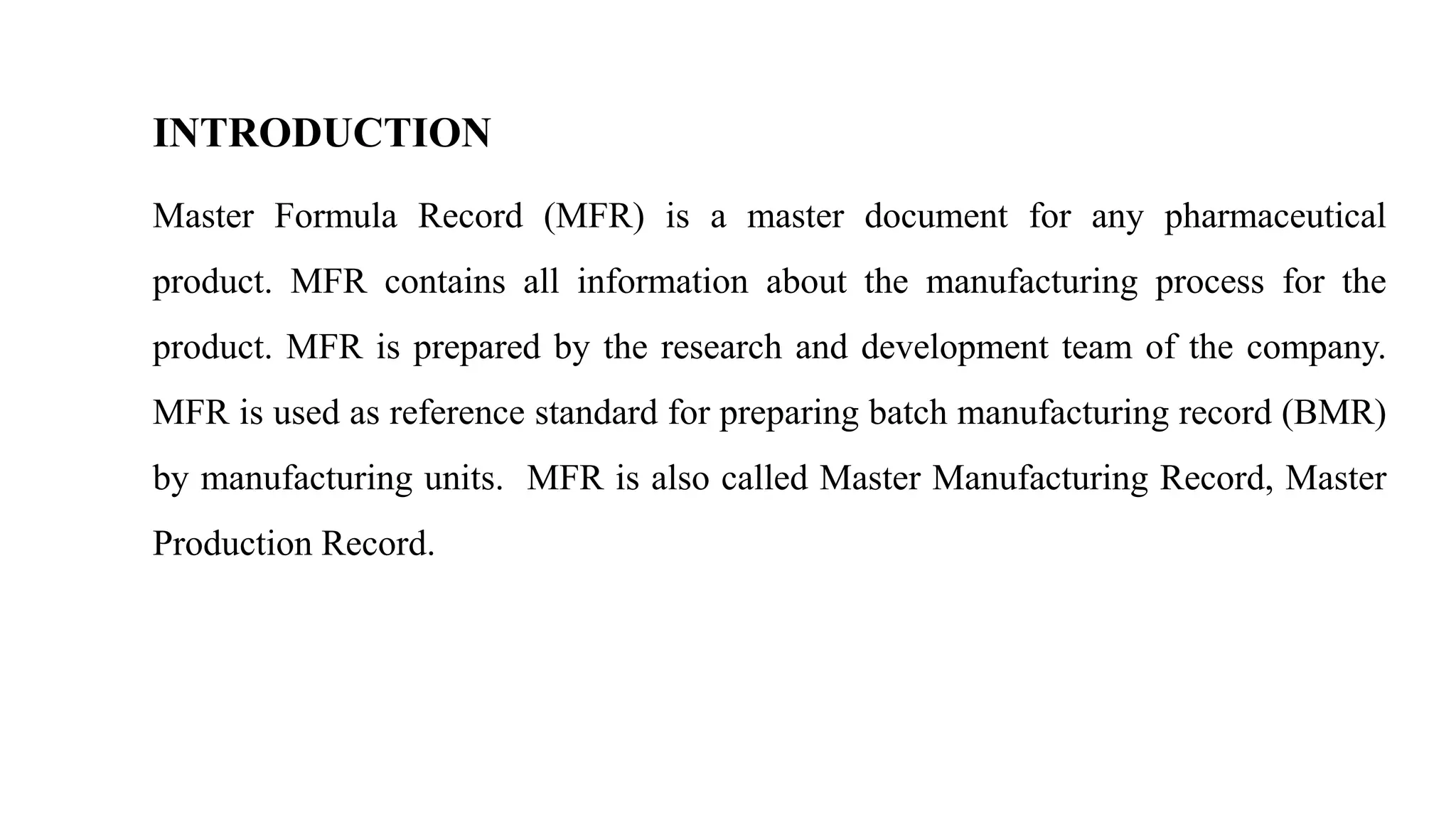 Master formula generation and maintenance | PDF