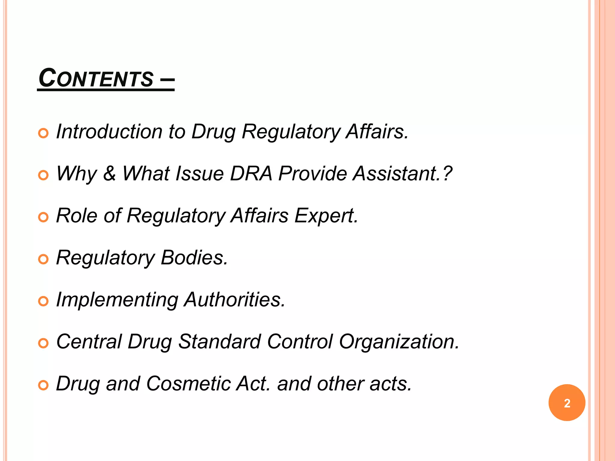 Drug Regulatory Affairs (DRA) | PPTX