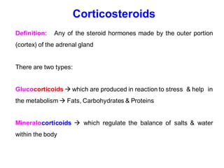 corticosteroid drugs and its uses | DOCX
