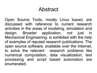 Some examples of Open Source computational tools for researchers | PPT