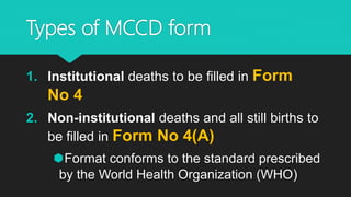 MCCD - Medical Certification of Cause of Death | PPTX