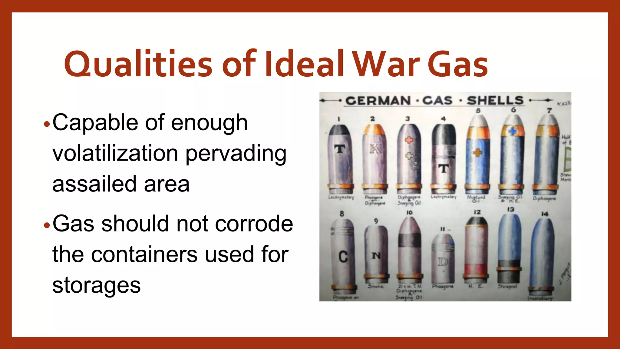 War gases - types, action & clinical features in brief | PPTX