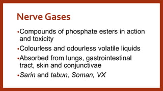 War gases - types, action & clinical features in brief | PPTX