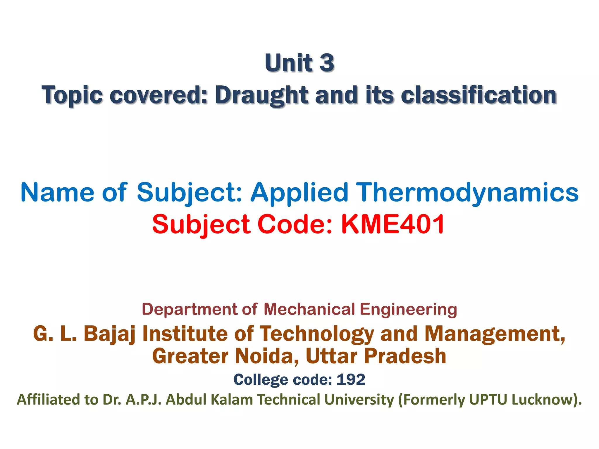 Draught and its classification (notes) | PDF