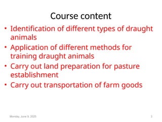 DRAUGHT ANIMAL POWER FOR DIFFERENT FARM OPERATIONS | PPTX