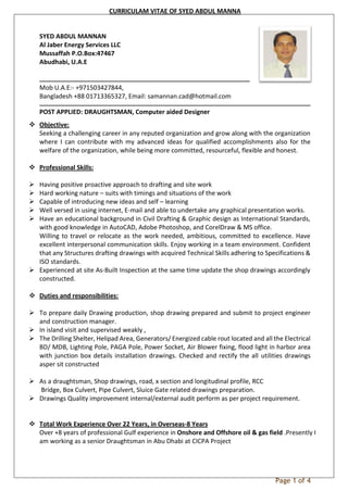 Draughtsman c v 2019 s.a mannan | PDF