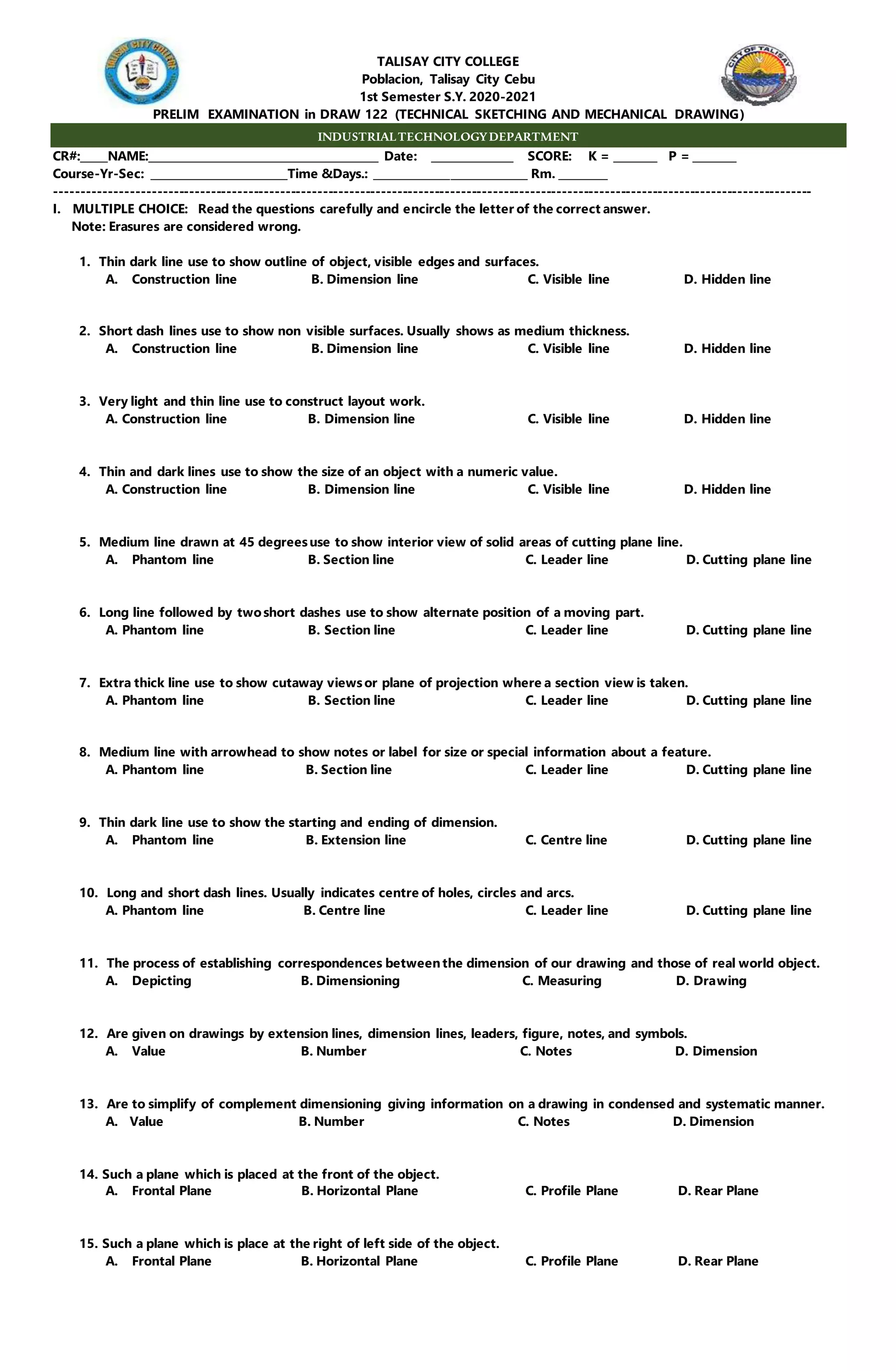 Draw 224 prelim exam | DOCX