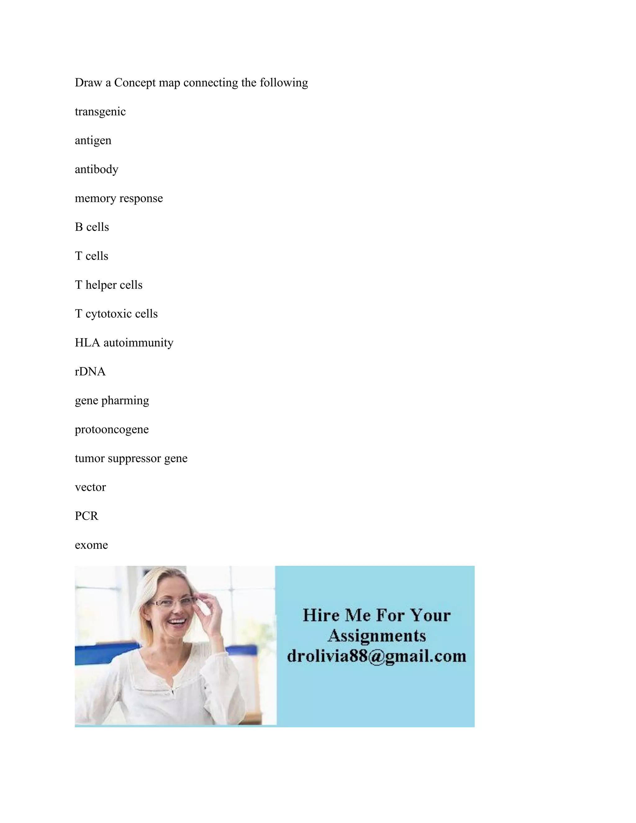 Draw a Concept map connecting the following transgenic antigen antibod.pdf