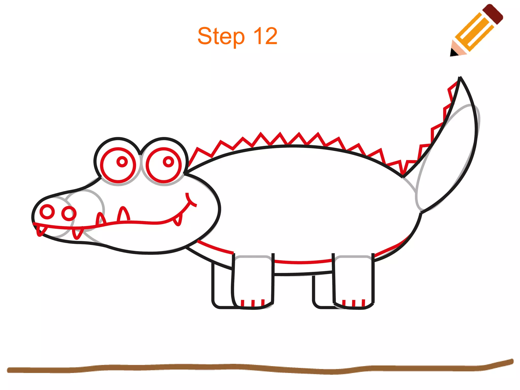 Drawing Tutorial - How To Draw A Cute Cartoon Alligator Step By Step | PPT