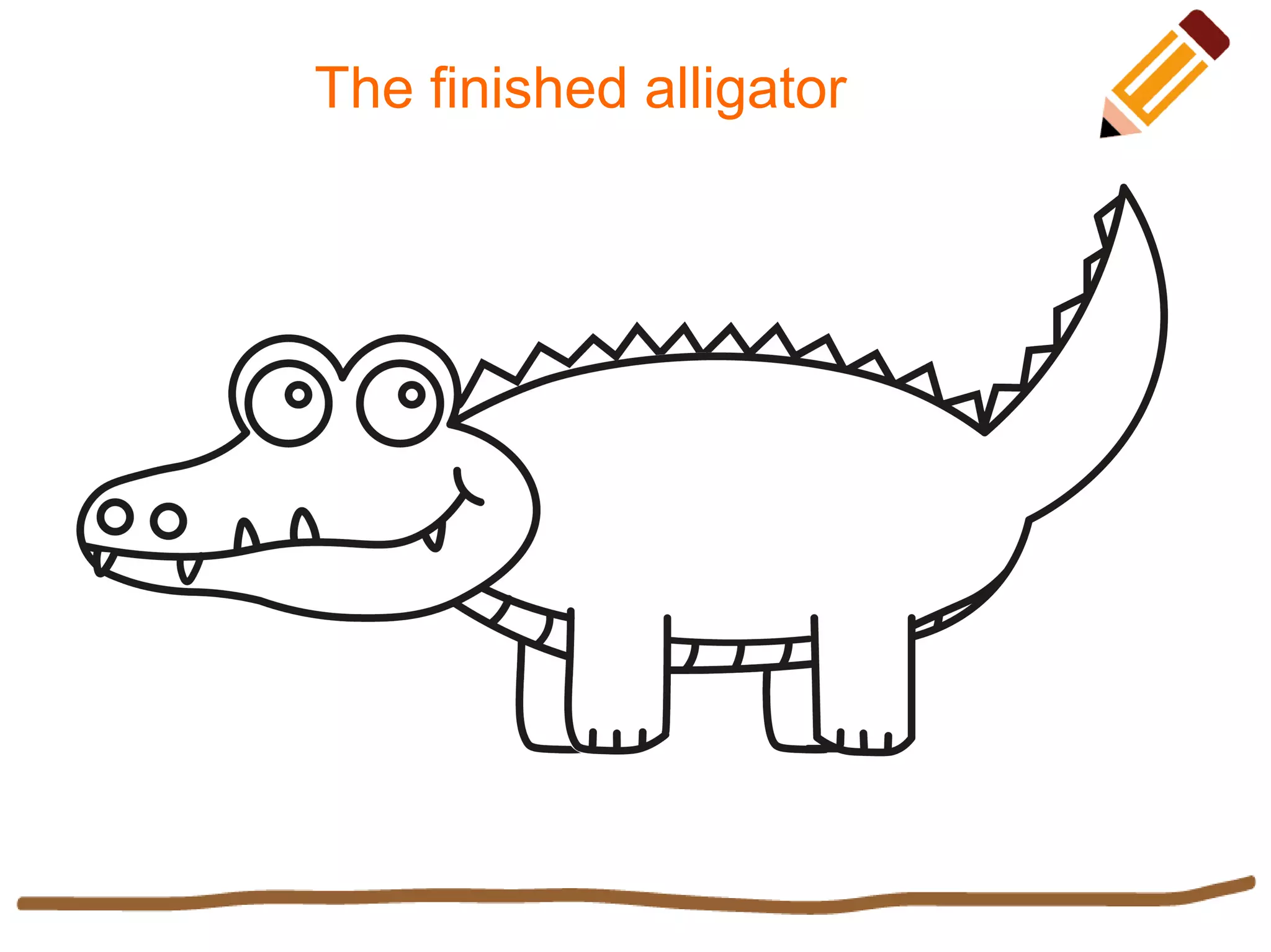 Drawing Tutorial - How To Draw A Cute Cartoon Alligator Step By Step | PPT