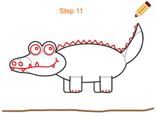 Drawing Tutorial - How To Draw A Cute Cartoon Alligator Step By Step | PPT