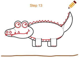 Drawing Tutorial - How To Draw A Cute Cartoon Alligator Step By Step | PPT