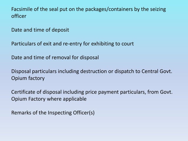 Drawal of samples, storage, disposal of narcotics drugs.ppt | Illegal ...