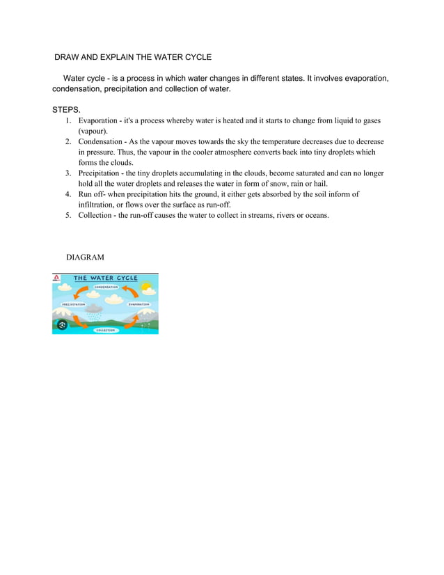 DRAW AND EXPLAIN THE WATER CYCLE/ hydrological | DOCX