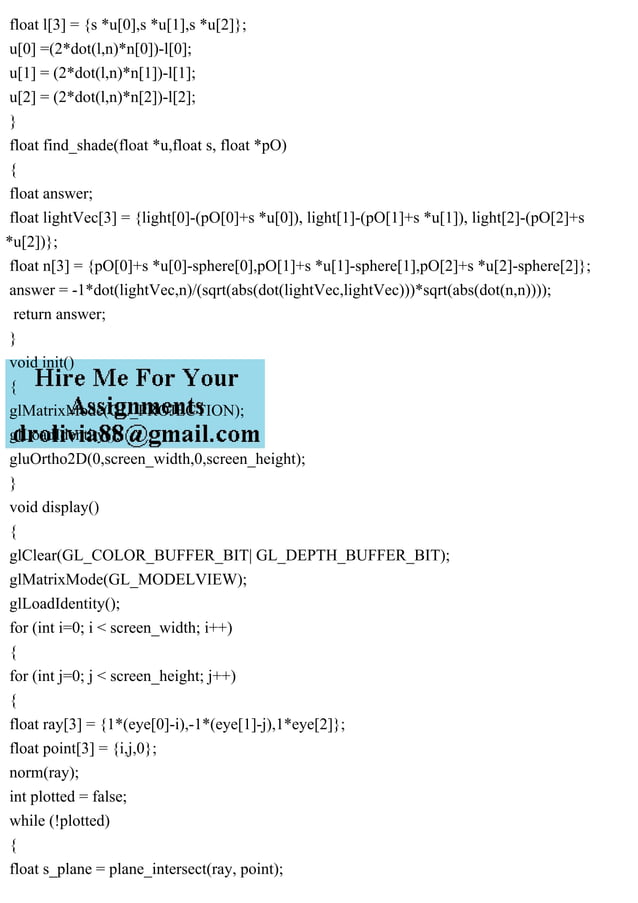 Draw A Sphere And Use Raytracing On The Sphere In Opengl Glut Pdf Programming Languages