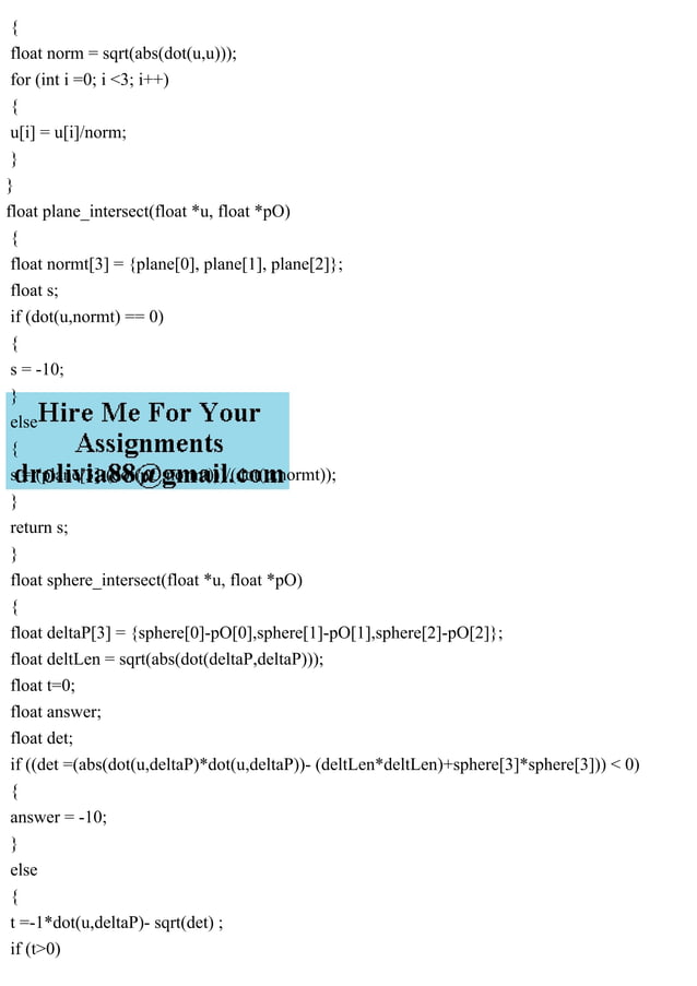 Draw A Sphere And Use Raytracing On The Sphere In Opengl Glut Pdf Programming Languages