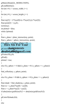draw a sphere and use raytracing on the sphere in OpenGL glut. .pdf ...