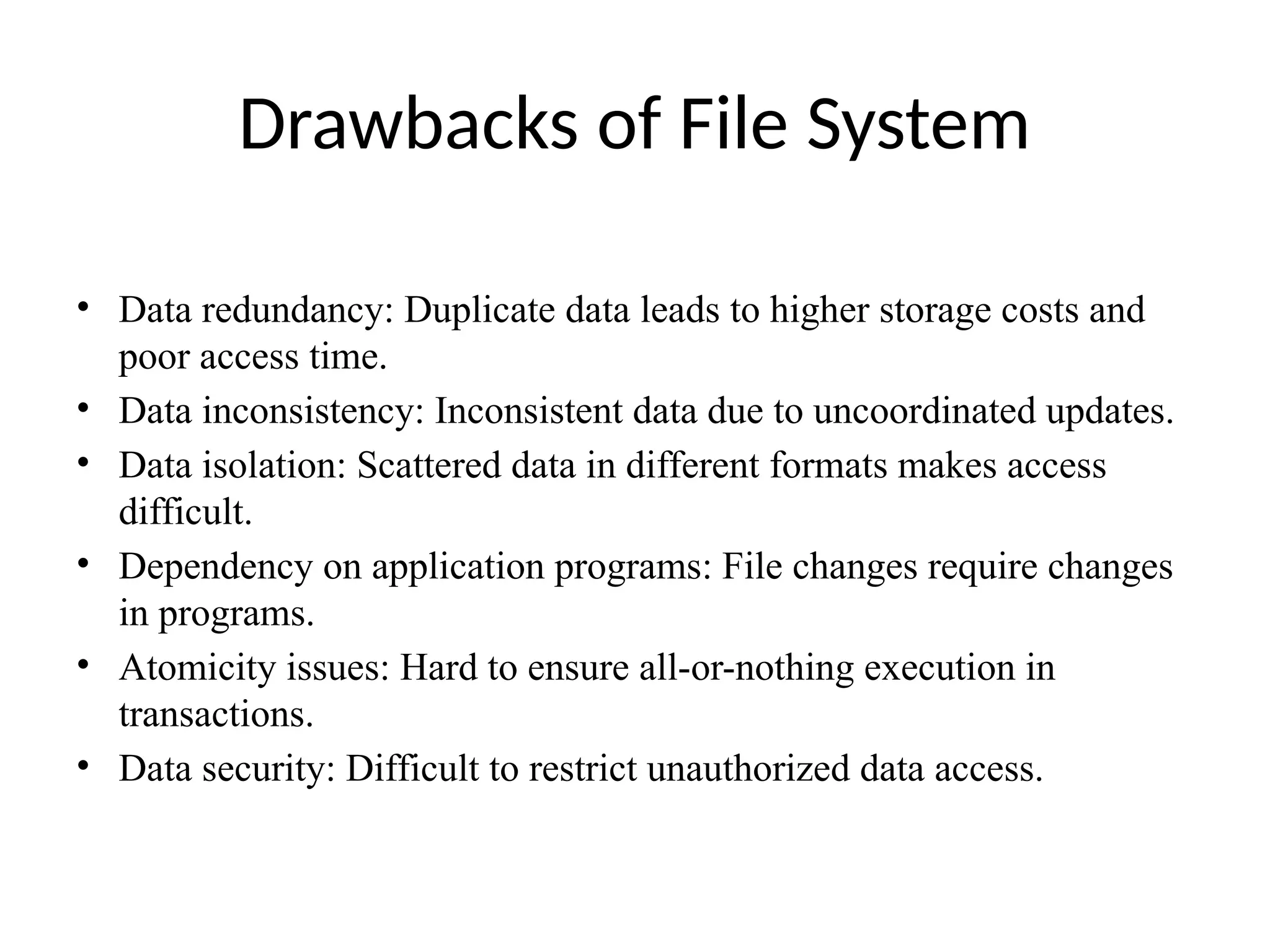 Drawbacks powerpoint presentation for DBMS | PPTX