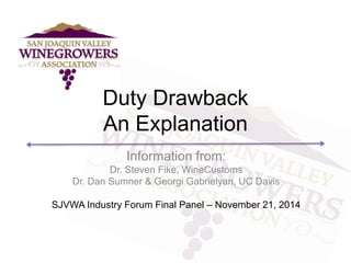 Duty Drawback, An Explanation - Vallis | PPTX