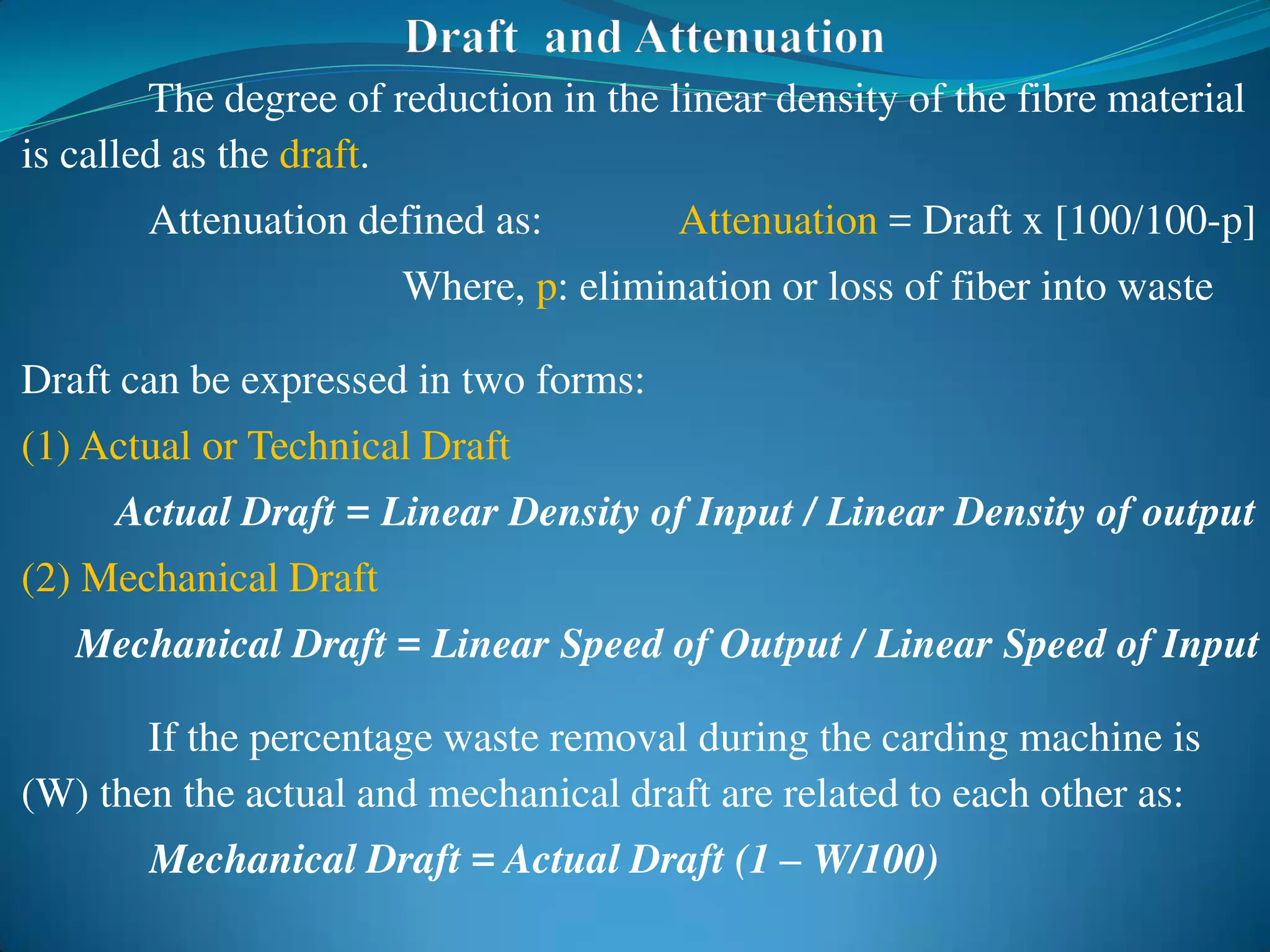 Yarn Manufacturing Process : Drawframe | PDF