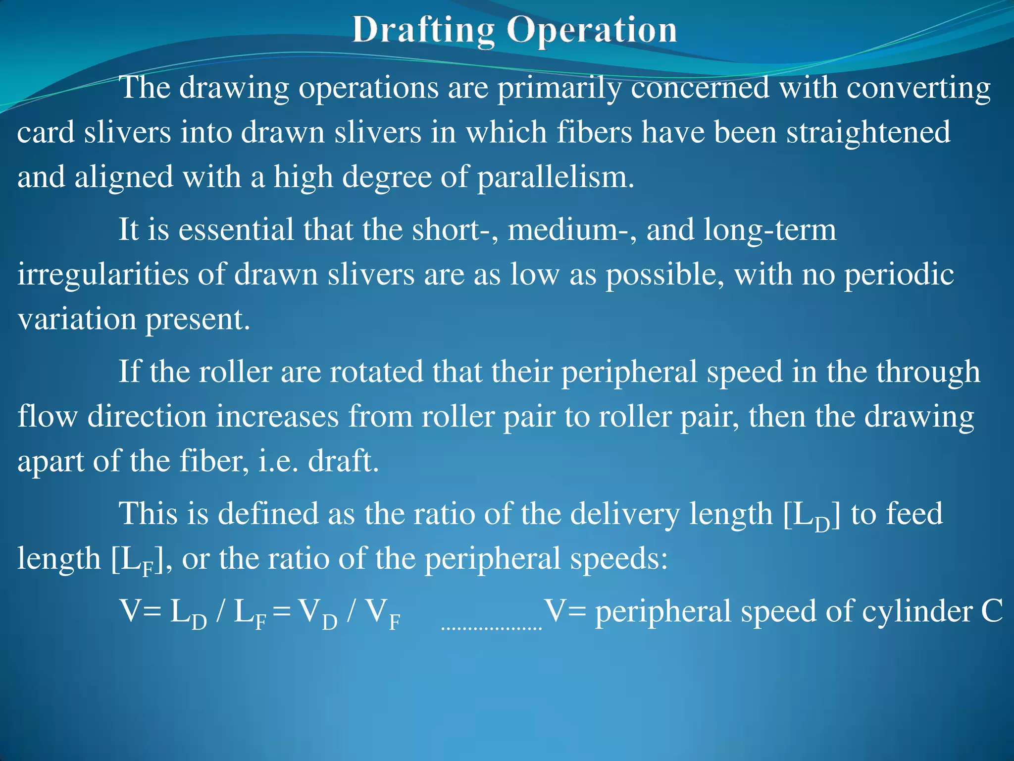 Yarn Manufacturing Process : Drawframe | PDF