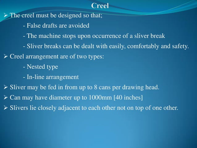 Yarn Manufacturing Process : Drawframe | PDF