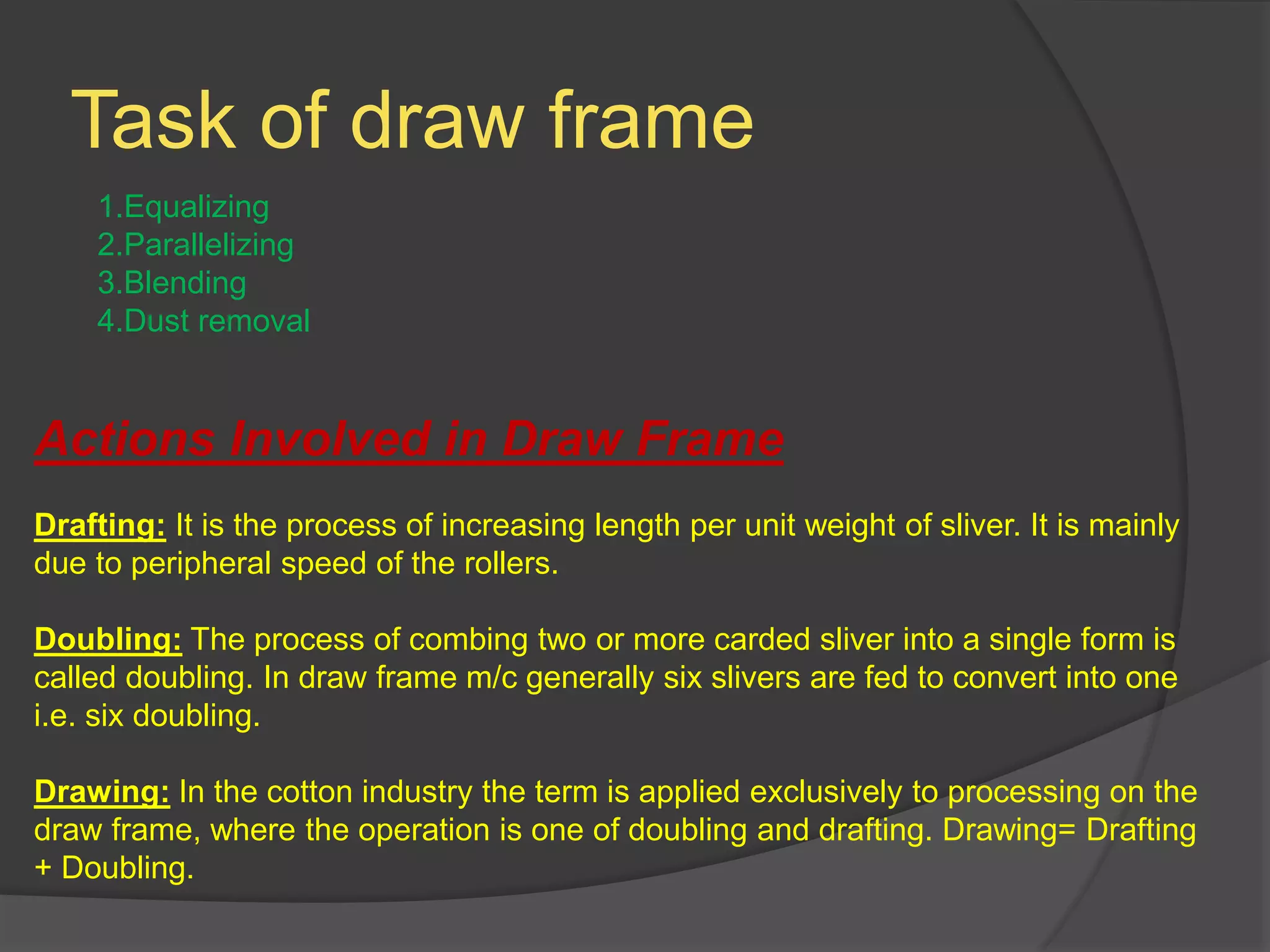 study on cotton draw frame | PPTX