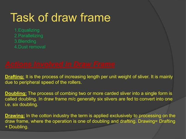 study on cotton draw frame | PPTX