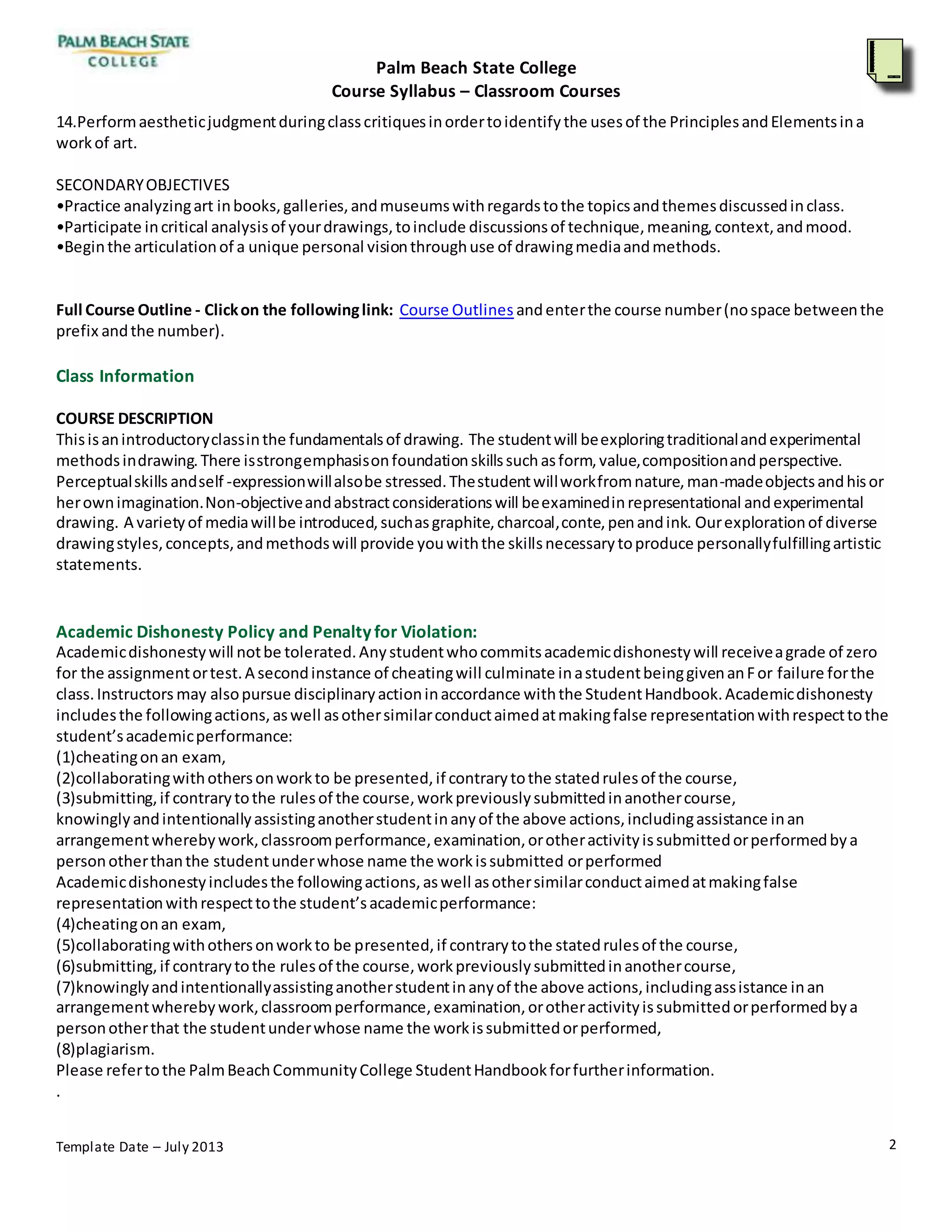 Drawing 1 Syllabus | PDF