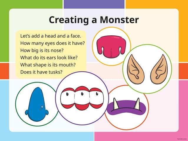 Drawing a Monster Presentation adjectives | PPT