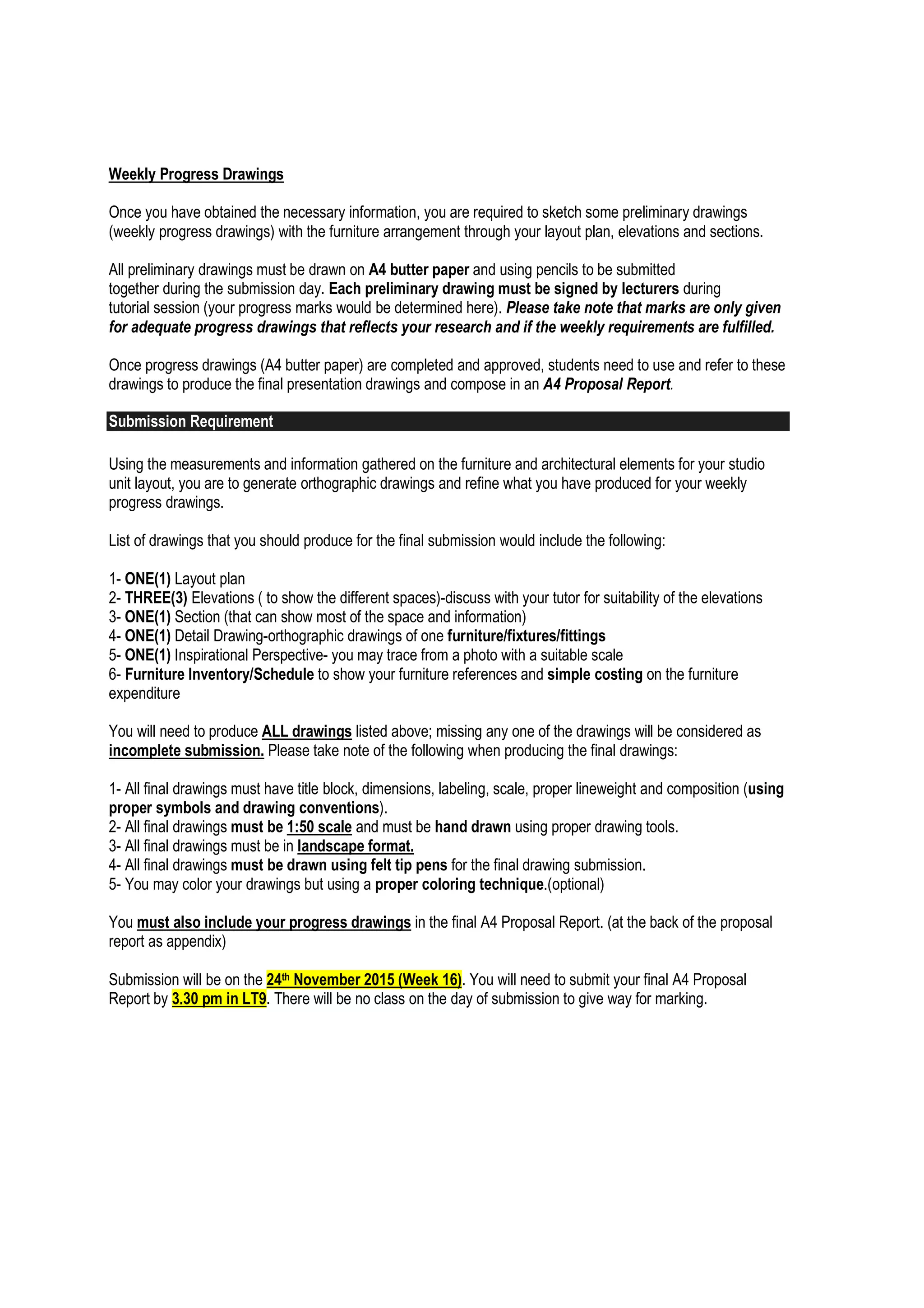 Drawing final project studio unit living_july 2015 | PDF