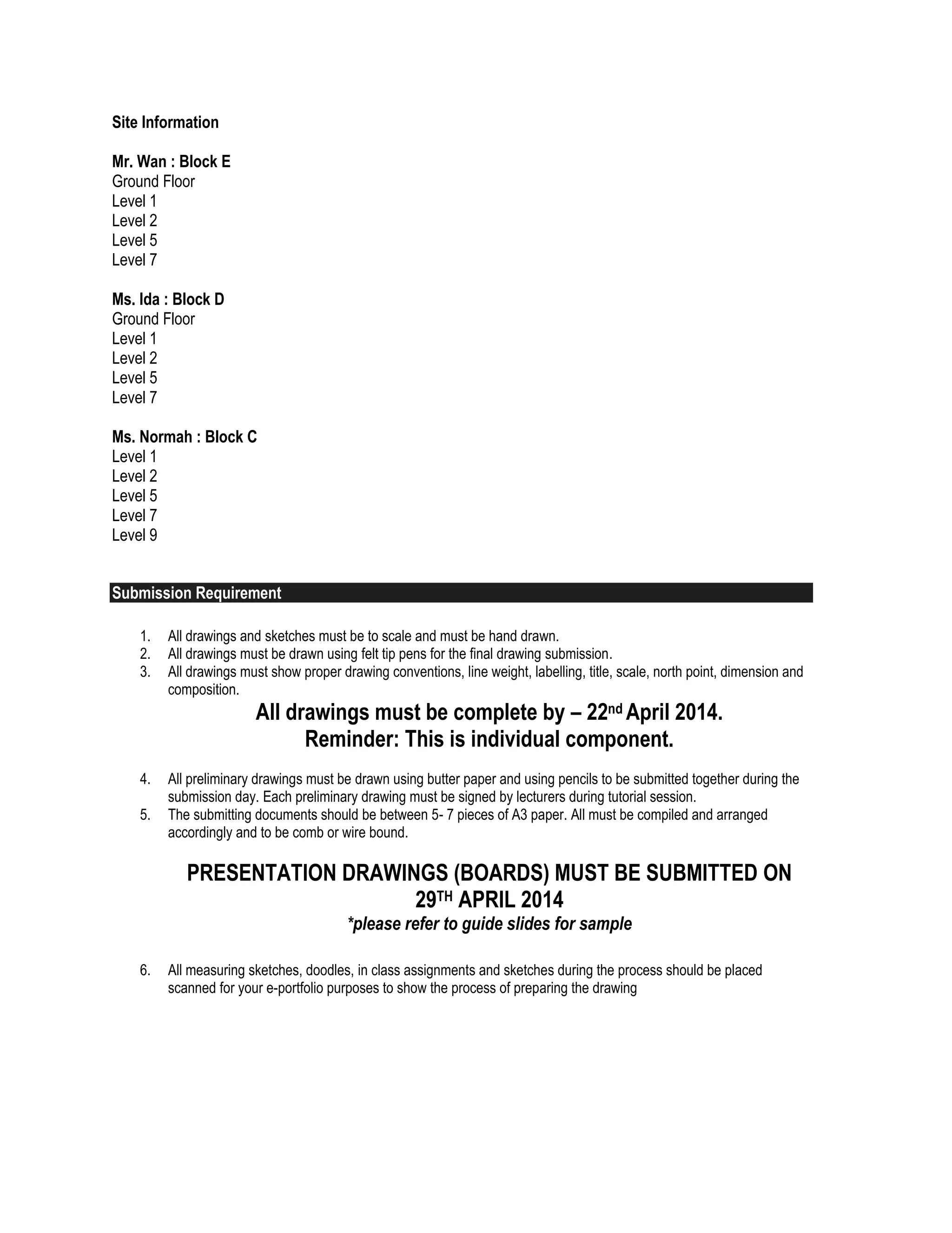 SEMESTER 1: Introduction to Drawing Project 1b Brief - Measure ...