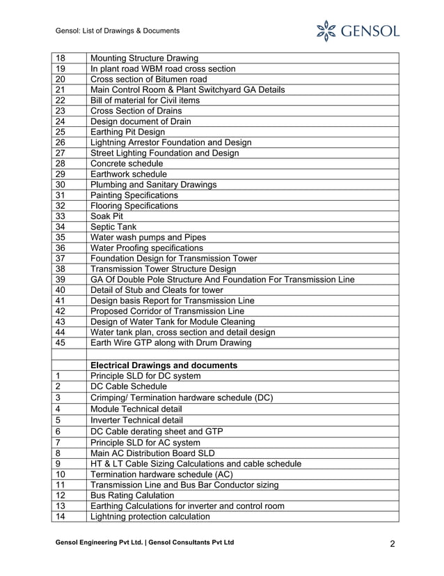 Drawings & Documents Required for Solar Projects | PDF