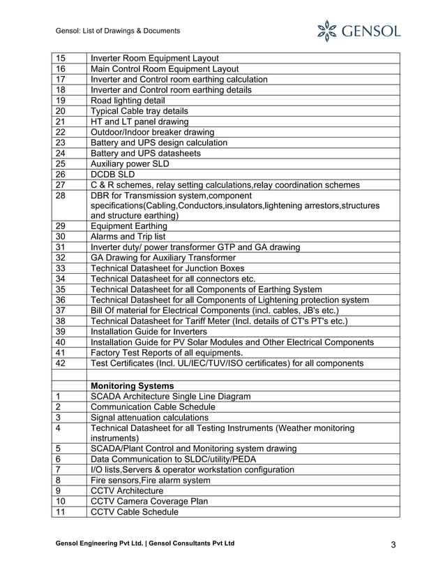 Drawings & Documents Required for Solar Projects | PDF